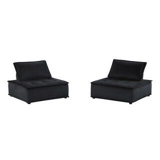Set of 2 Velvet Armless Chairs with Pillows - Bed Bath & Beyond - 40610156