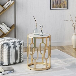 Drexel 16" Outdoor Side Table with Gold Metal Frame. - Bed Bath ...