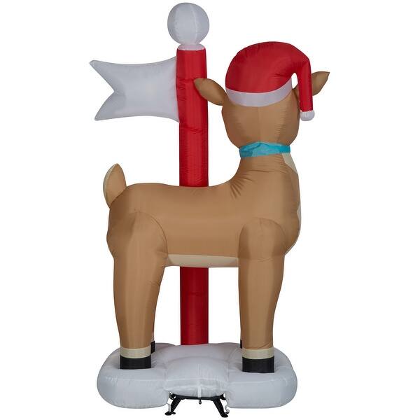 Airblown Inflatable Rudolph the Red-Nosed Reindeer w/ North Pole Sign ...