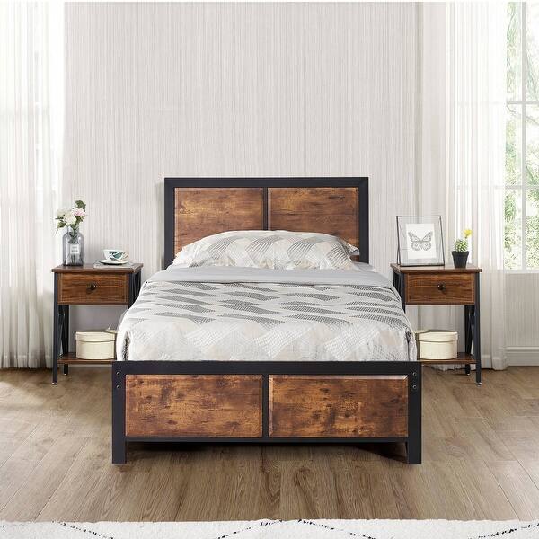 Taomika 3-piece Wood Platform Bed and Nightstand Set - On Sale - Bed ...