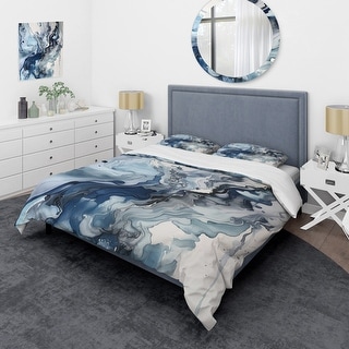 Designart "Blue and Grey Ethereal Elixir II" Blue Modern - Bed Cover ...