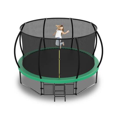 8 ft. Blue Galvanized Anti-Rust Outdoor Round Trampoline with ...