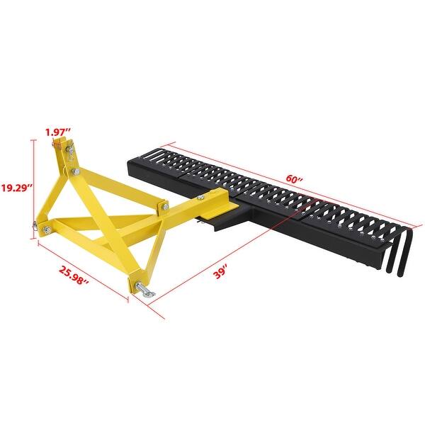60'' Heavy Duty Rock Rake Tow-Behind Garden Tool for Compact Tractors ...