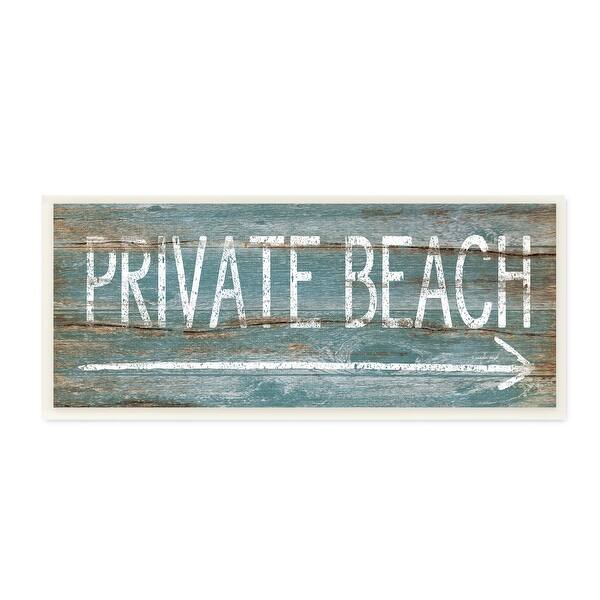 Stupell Rustic Distressed Private Beach Sign Right Arrow Direction Wood ...