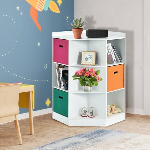 9 Cubby Kids Bookcase Children Corner Cabinet with Drawers - Bed Bath ...