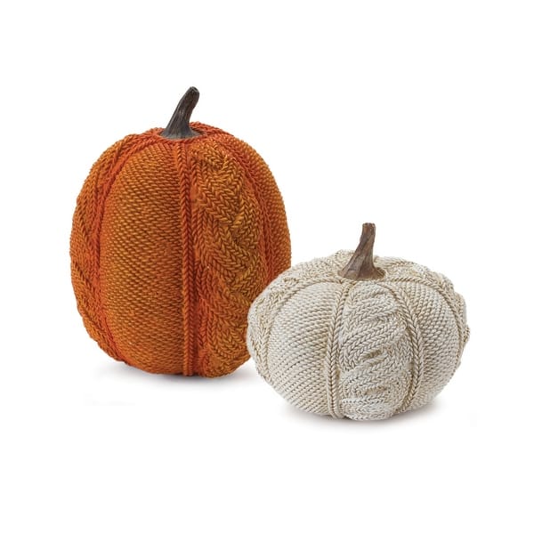 Woven Sweater Design Pumpkin (Set of 2) - Bed Bath & Beyond - 37922417