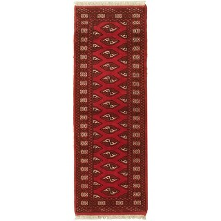 ECARPETGALLERY Hand-knotted Turkman Red Wool Rug - 2'0 x 6'3 - Bed Bath ...