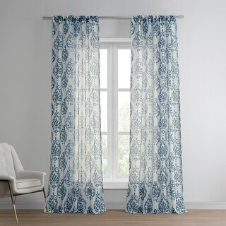 Exclusive Fabrics Fresco Printed Faux Linen Sheer Curtain (1 Panel ...