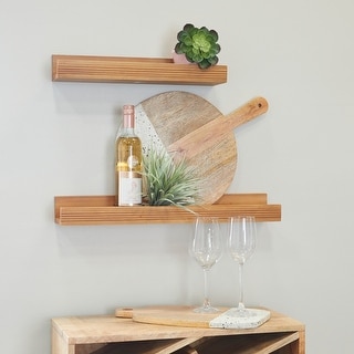 CosmoLiving by Cosmopolitan Brown Wood 2 Shelves Wall Shelf with Lip ...
