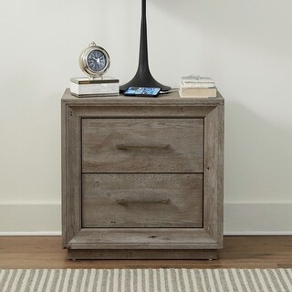 Horizons Graystone 2 Drawer Night Stand with Charging Station - Bed ...
