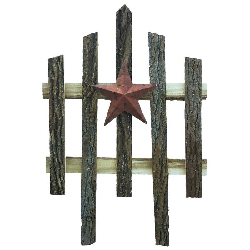 Barnwood Fence with Star - Overstock - 24148428