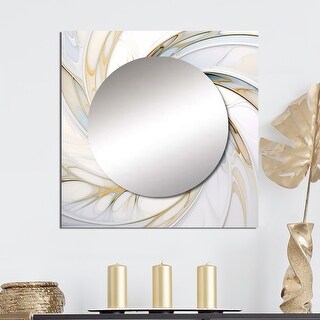 Designart "Fractal Flower Joy In Cosmic White VI" Fractals Wall Mirror ...