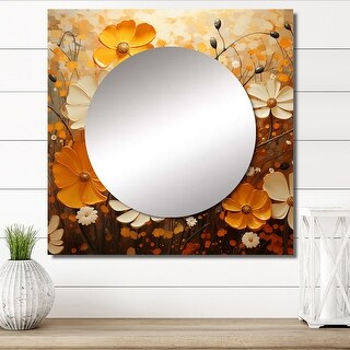 Designart "Gold Marigold Marigold Melody IV" Marigold Wall Mirror ...