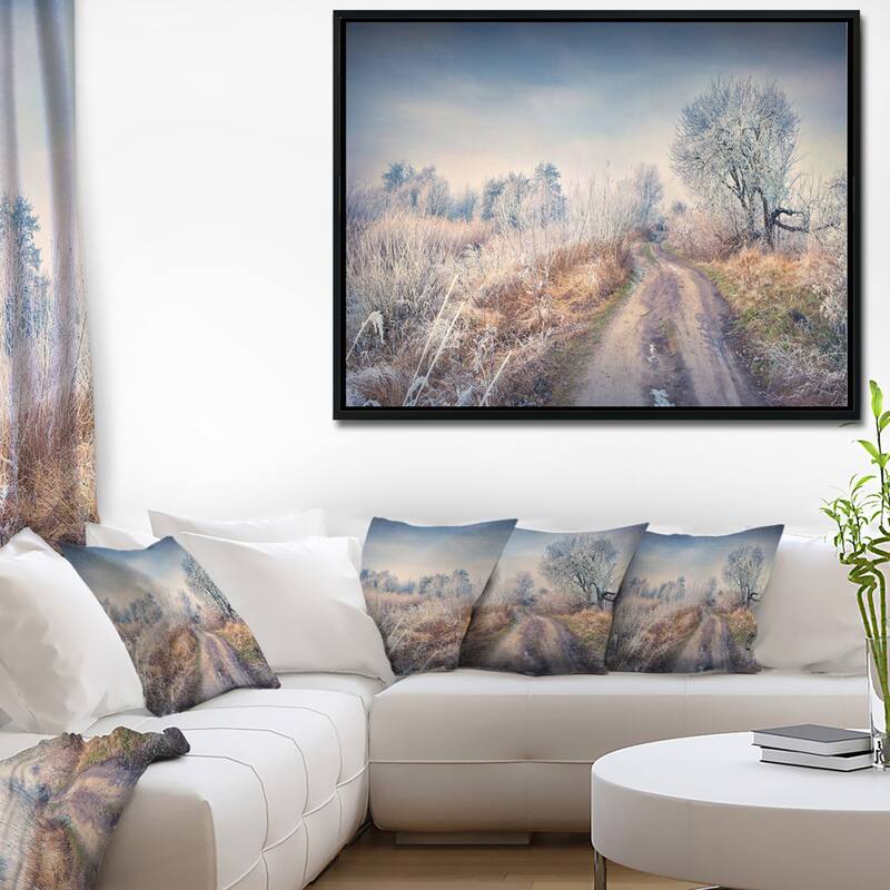 Designart "First Frost in Forest" Landscape Photography Framed Canvas ...