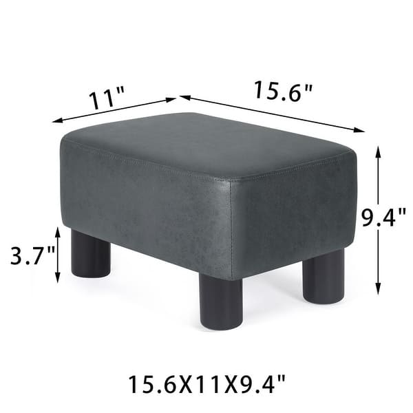 Adeco Small Footstool PU Leather Ottoman Footrest Modern Rectangular ...
