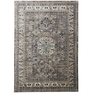 2' X 3' Taupe Gray And Blue Floral Stain Resistant Area Rug - 3'6 ...