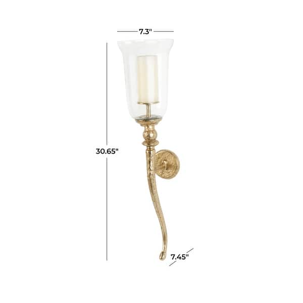 Gold Aluminum Metal Textured Wall Sconce with Curved Shape - Bed Bath ...