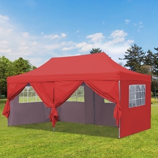 Zenova 10'x20' Pop up Canopy Tents with 6 Sidewalls Portable Folding ...