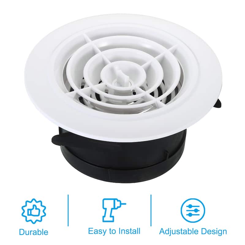 4" Round Air Vent 2pcs Adjustable Grill Soffit Vent with Screen Rotate ...