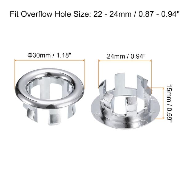 12Pcs 24mm Sink Trim Overflow Cover Rings Hole Insert in Round Caps ...