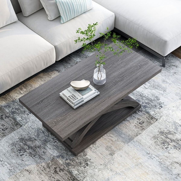 DH BASIC Transitional Distressed Grey 48-inch 1-Shelf Coffee Table by ...