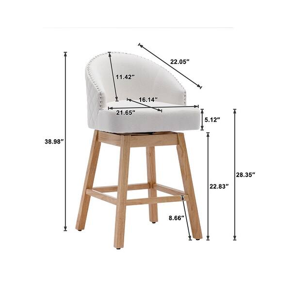 Swivel Wood Counter Height Bar Stools with Footrest (Set of 2) - Bed ...