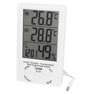 TA298 White Plastic Indoor Outdoor LCD Digital Thermometer w Hygrometer ...