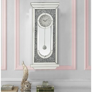 Silver Rectangle Wall Clock in Mirrored and Faux Diamonds - Bed Bath ...