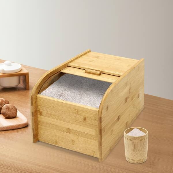 Bamboo Rice Storage Container Rice Container Box with Lid - Bed Bath ...