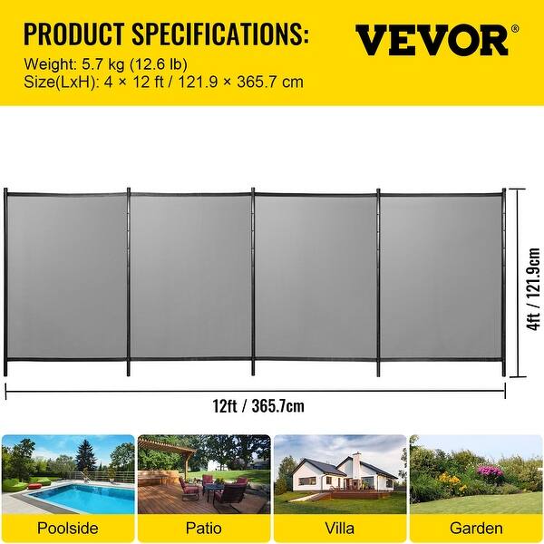 VEVOR Black 4*12FT Removable Pool Safety Fence DIY Fencing Section Kit ...