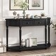 Circular Curved Console Table with Open Style Shelf and Drawers - Bed ...