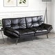 Modern Faux Leather Futon with Memory Foam and Adjustable Armrests ...