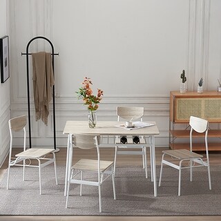 5pcs Modern Elegant Dining Table Set with Storage Shelf - Bed Bath ...