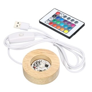 LED Light Round Wooden 2.36" Multicolored Display Base Stand with ...