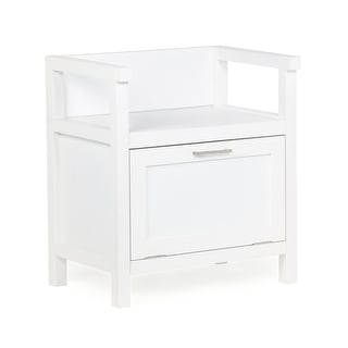 WYNDENHALL Marshal 24.4 inch H x 22 inch W Storage Hamper Bench in Pure ...