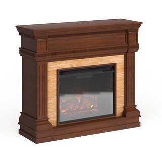 Copper Grove Coconino Oak Saddle Stone Look Electric Fireplace - Bed ...