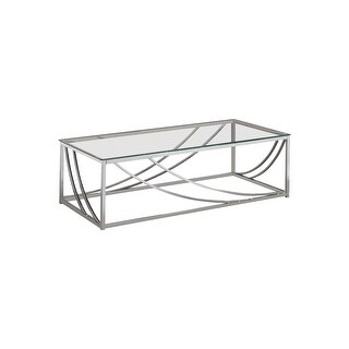 Tempered Glass Top Coffee Table With Metal Tubular Legs Chrome And ...