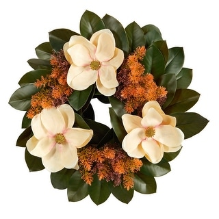 Magnolia Artificial Fall Harvest Wreath, 24-Inch, Unlit - Bed Bath ...