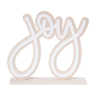 Transpac Wood 15.55 in. Multicolor Christmas Layered Joy Table Sign ...