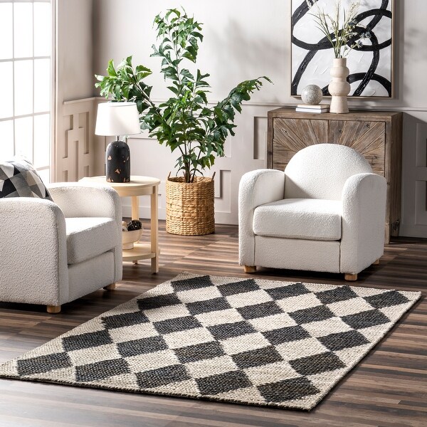 Brooklyn Rug Co Izara Checkered Jute Area Rug - Bed Bath & Beyond ...