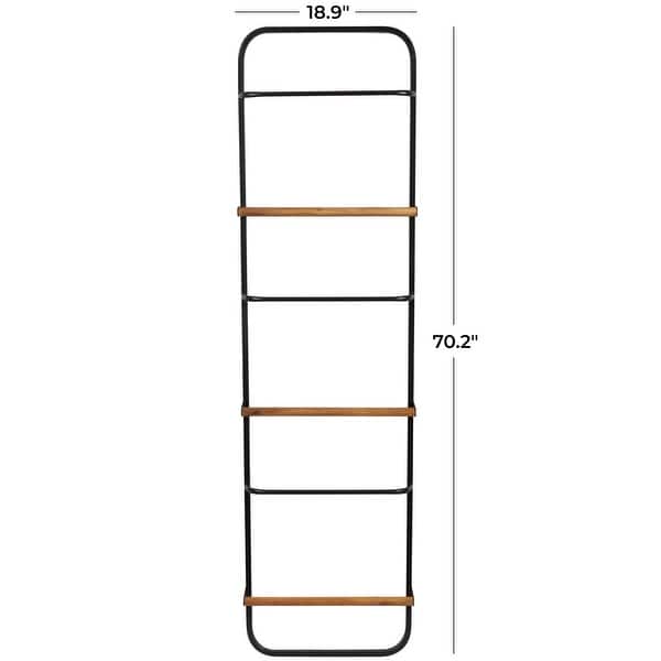 Black Metal 6 Rung Ladder with Brown Wood Accents - Bed Bath & Beyond ...