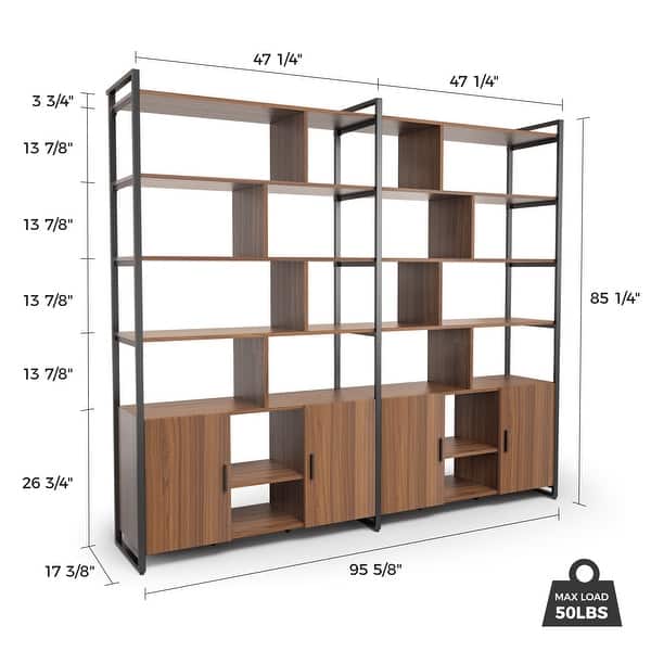 Eureka Ergonomic 85"H x 95"W Large Bookcase with Doors, Storage Cabinet ...