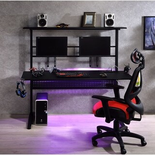 Rectangular Gaming Table w/USB Port & Screen Holder in Black Finish ...