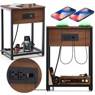 Side Table with Charging Station & Wireless Charger Pads | End Tables ...