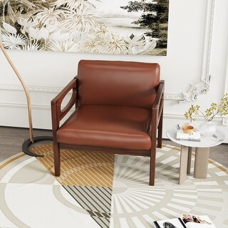 PU Leather Solid Wood Aceent Chair - Bed Bath & Beyond - 39753331