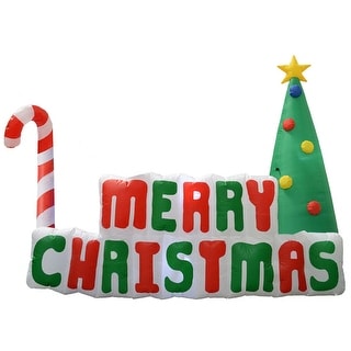 Lighted Merry Christmas Sign with Tree Yard Inflatable, 72" - Bed Bath ...