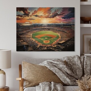 Designart "Abstract Baseball Stadium V" Architecture Print on Natural ...