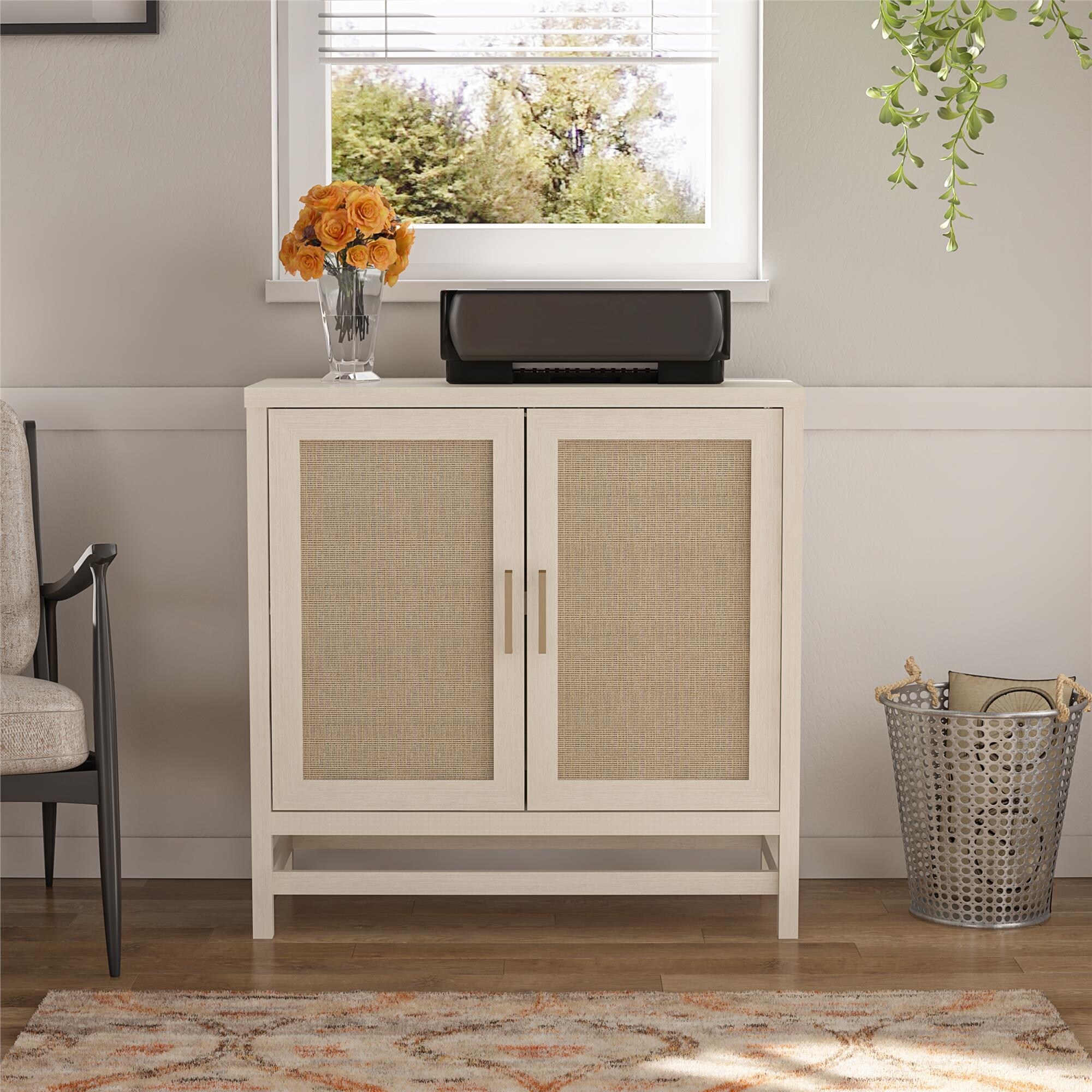 Avenue Greene Leeds Faux Rattan 2 Door Storage Cabinet