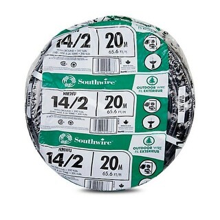 Southwire 47184720 Type NMWU PVC Copper Building Wire, 14/2, 20 Meters ...