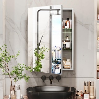 Double Side Frameless Mirrored Medicine Cabinet with 2 Adjustable ...